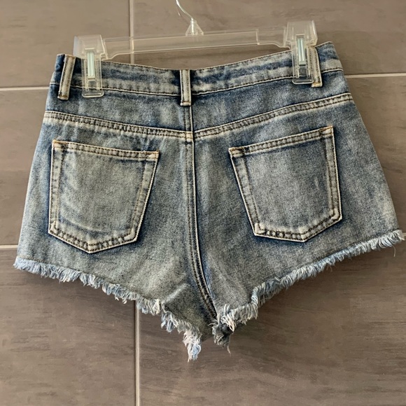 THE ROCK N REV | Shorts | Ana Corrine Butterfly Embroidered Denim ...